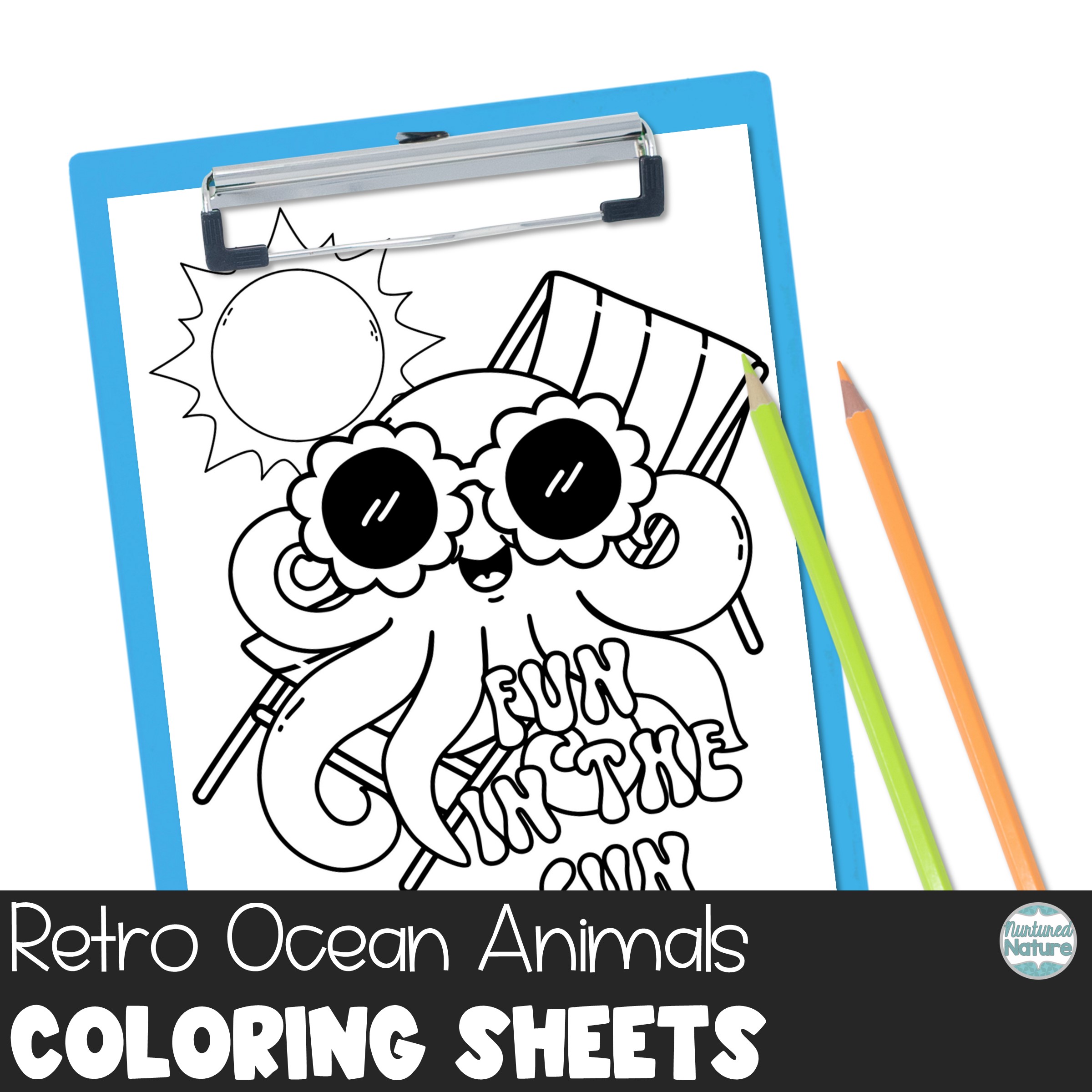 Retro Ocean Animals Coloring Pages | Made By Teachers