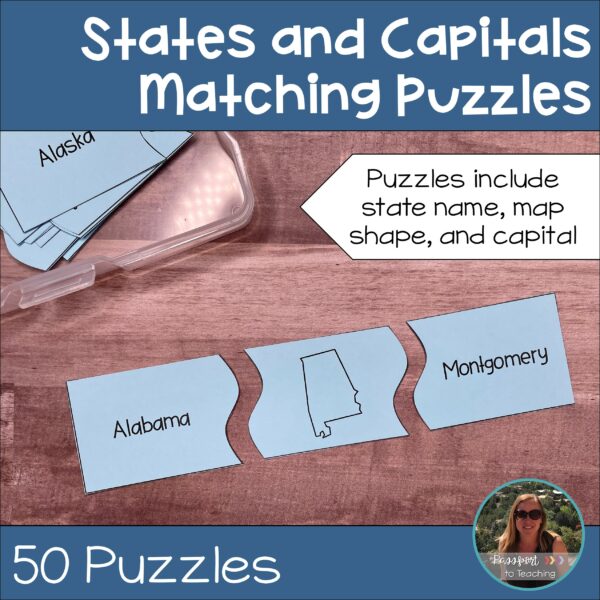 States and Capitals Activity - Matching Puzzles | Made By Teachers