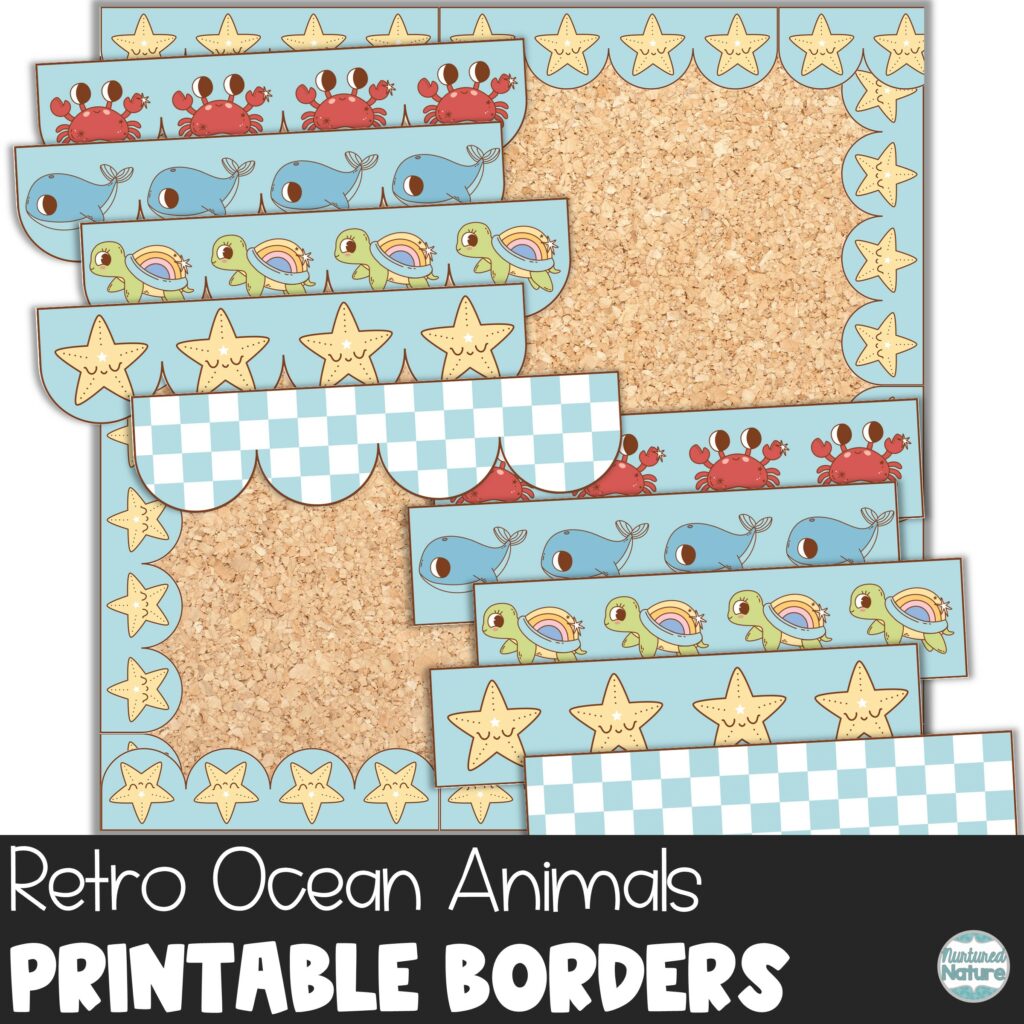 Ocean Animals Bulletin Board Border - Printable Retro Classroom Decor ...