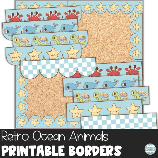 Ocean Animals Bulletin Board Border - Printable Retro Classroom Decor ...