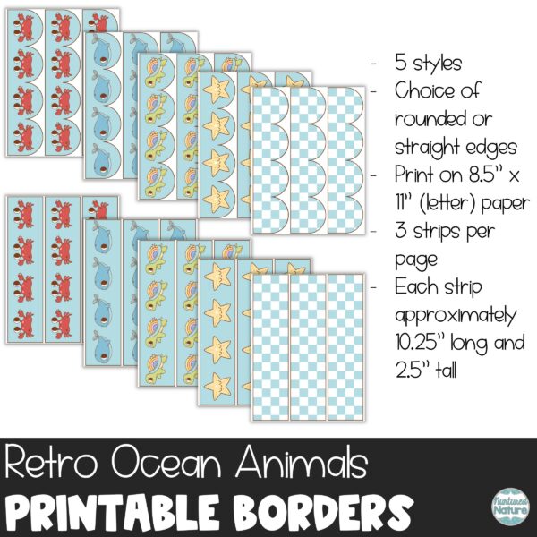 Ocean Animals Bulletin Board Border - Printable Retro Classroom Decor ...