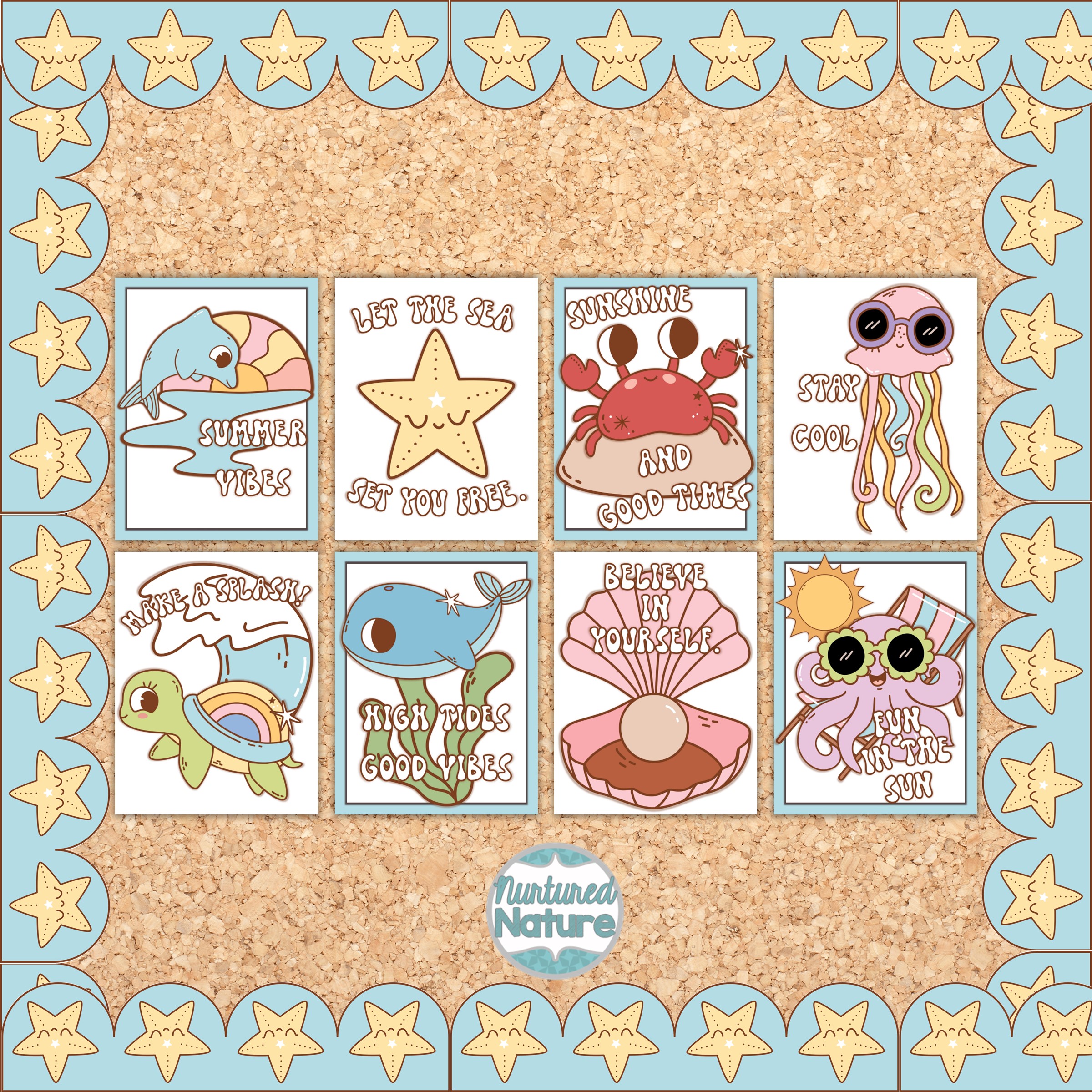 Ocean Animals Bulletin Board Border - Printable Retro Classroom Decor ...