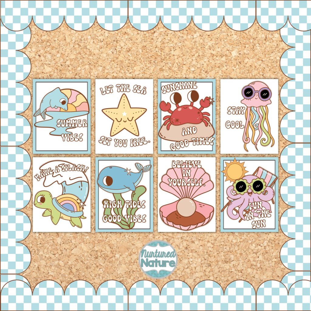 Ocean Animals Bulletin Board Border - Printable Retro Classroom Decor ...