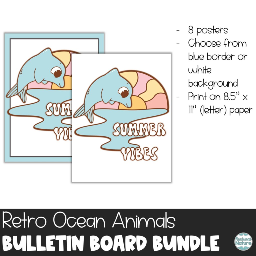 Ocean Animal Bulletin Board Bundle - Retro Classroom Decor - Printable ...