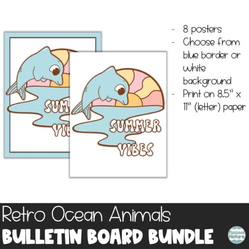 Ocean Animal Bulletin Board Bundle - Retro Classroom Decor - Printable ...