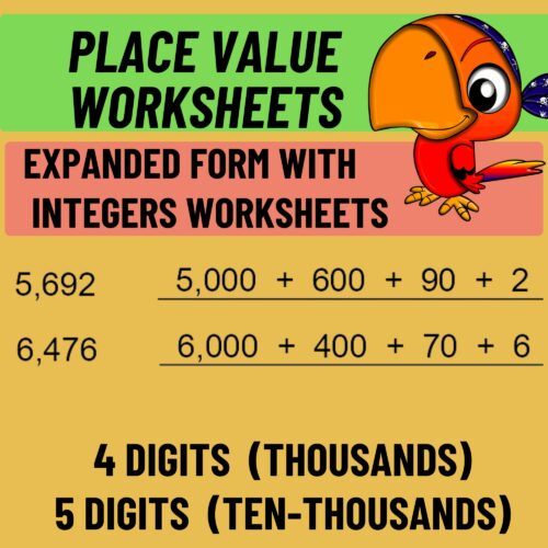 Place Value Worksheets- Expanded Form with Integers -4 Digits-5 Digits ...