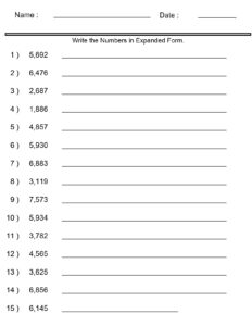 Place Value Worksheets- Expanded Form with Integers -4 Digits-5 Digits ...