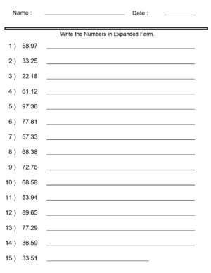 Place Value Worksheets Expanded Form With Decimals Worksheets 2 Digits ...