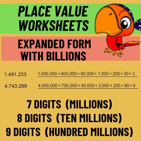 Place Value Worksheets Expanded Form with Billions Worksheets ,7,8 and ...