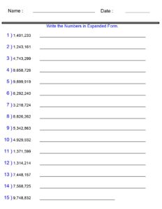 Place Value Worksheets Expanded Form with Billions Worksheets ,7,8 and ...