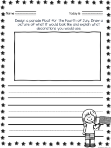 4th of July Kindergarten Activities -Patriotic Themed Writing Journal ...