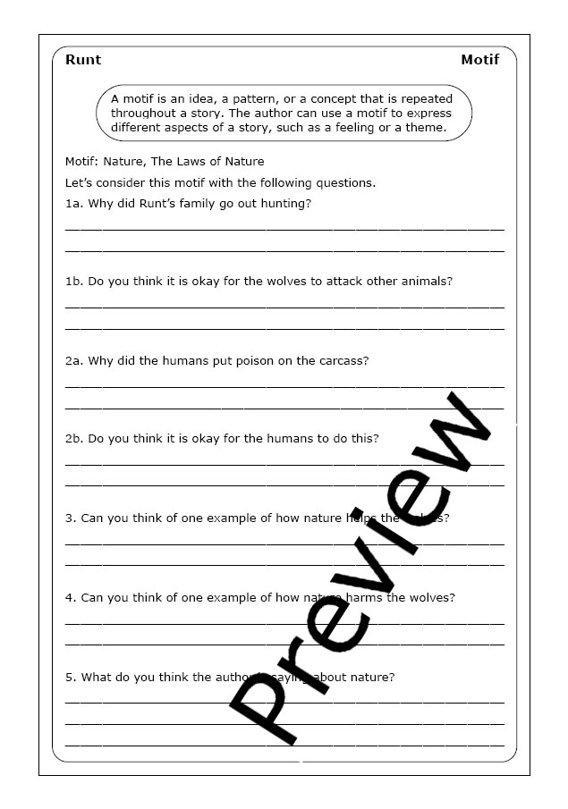 Marion Dane Bauer "Runt" worksheets | Made By Teachers