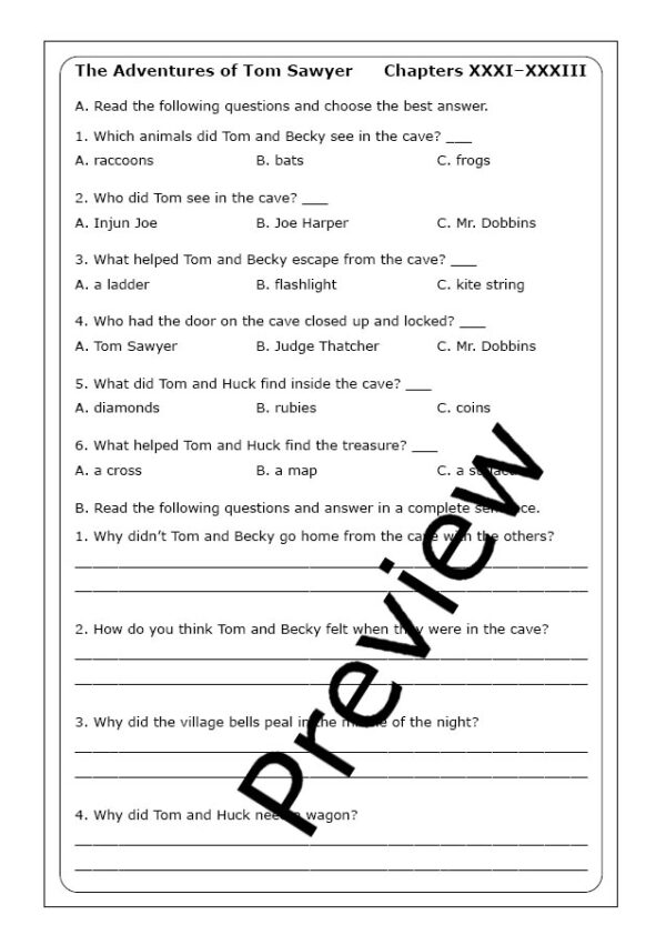 "The Adventures of Tom Sawyer" worksheets | Made By Teachers