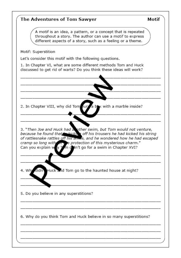 "The Adventures of Tom Sawyer" worksheets - Made By Teachers