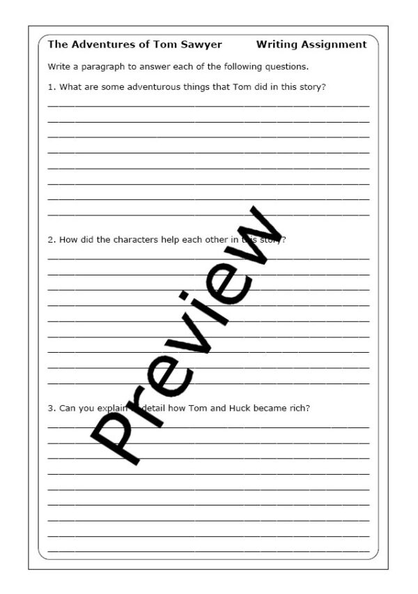 "The Adventures of Tom Sawyer" worksheets | Made By Teachers