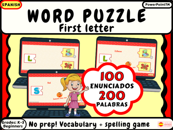 Spanish word puzzle digital task cards for literacy center No prep ...