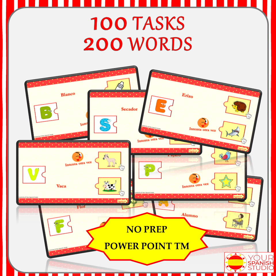 Spanish word puzzle digital task cards for literacy center No prep ...