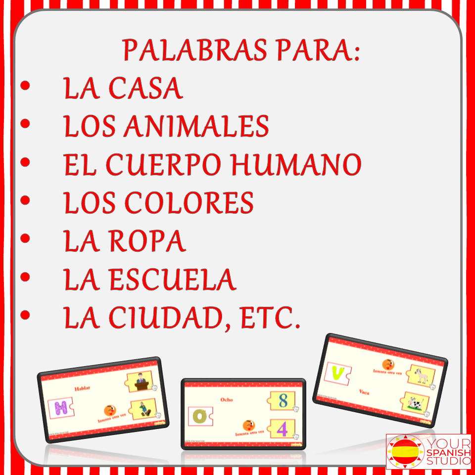 Spanish word puzzle digital task cards for literacy center No prep ...