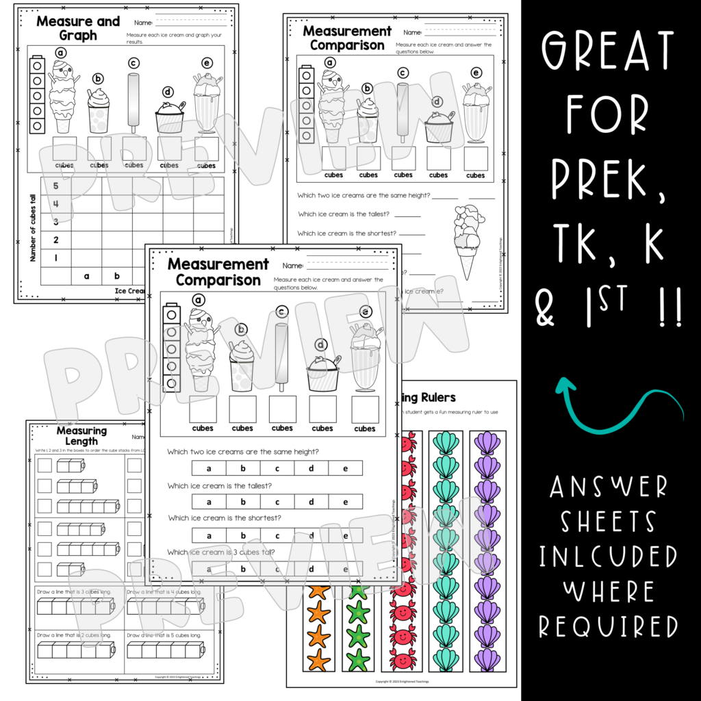 Summer Measurement Activities BUNDLE Summer Measuring Worksheets | Made ...