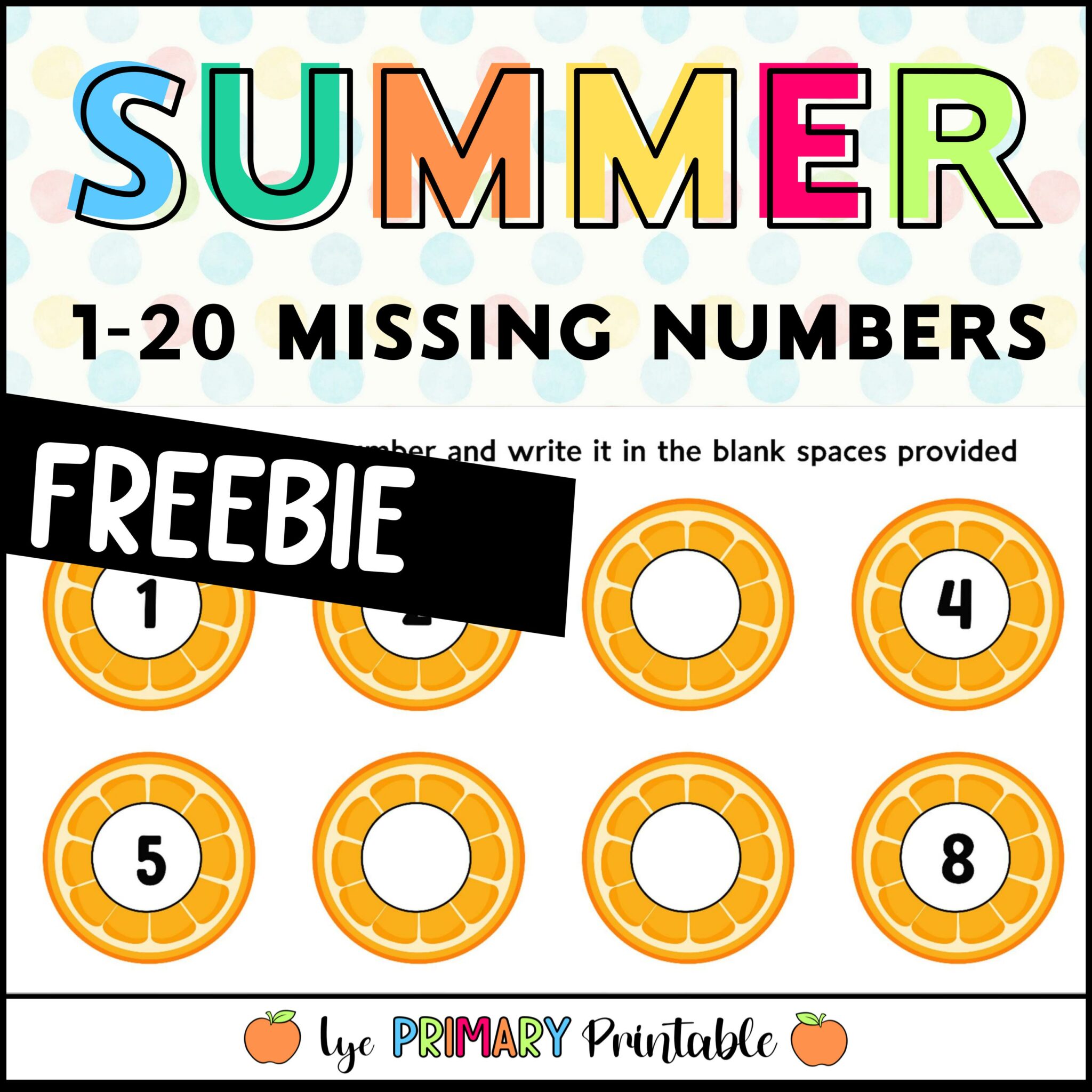 Summer Missing Numbers 1 To 20 Orange Themed Worksheet Made By Teachers