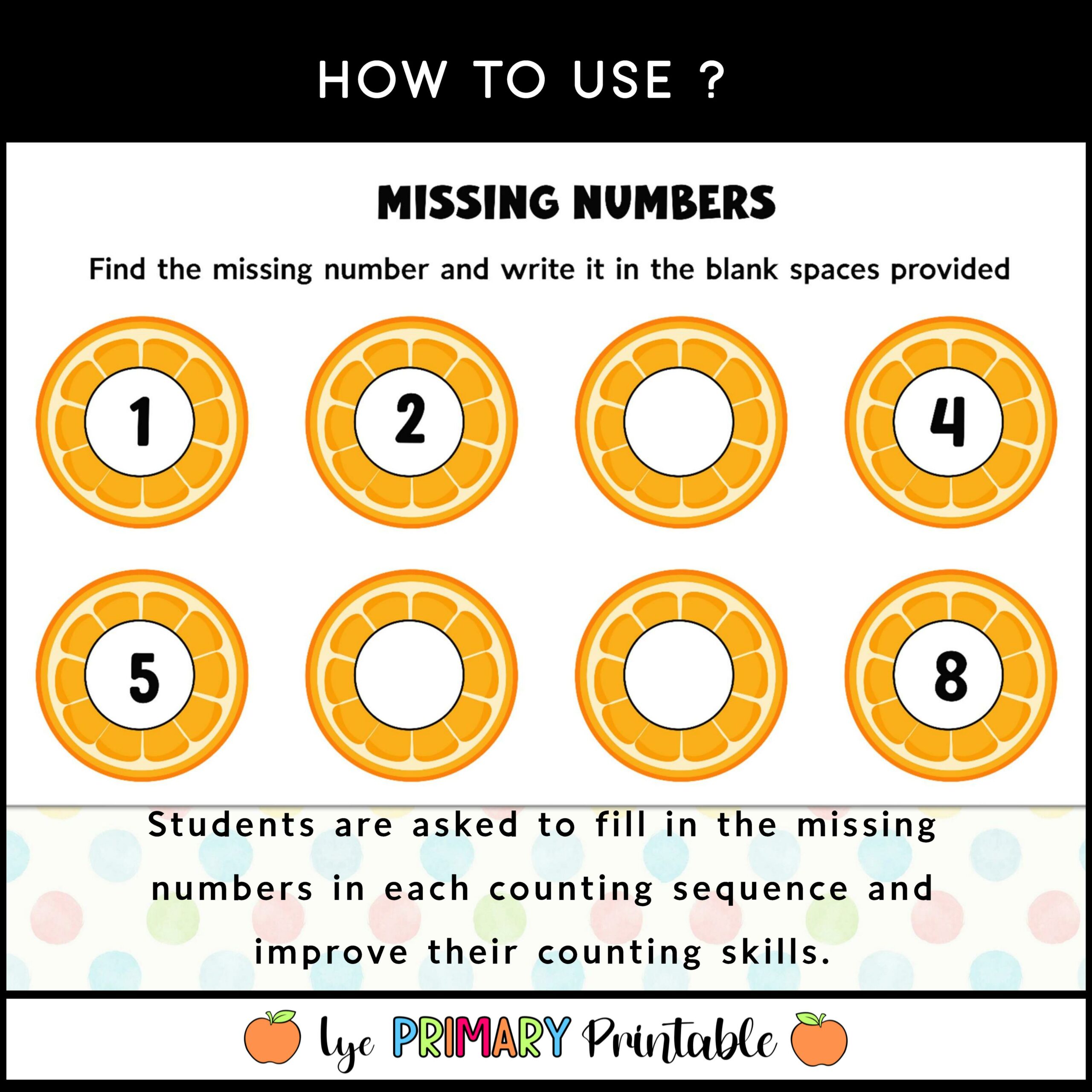 Summer Missing Numbers 1 to 20 | Orange-Themed Worksheet | Made By Teachers