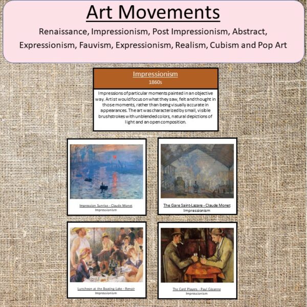 Art Movements Kindergarten, first grade Homeschooling Classrooms Teach ...