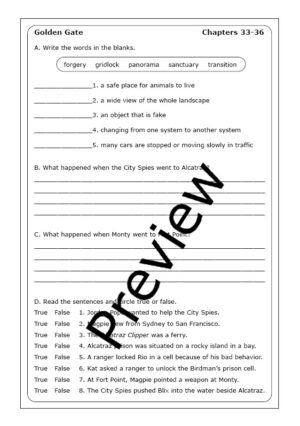James Ponti "City Spies Golden Gate" worksheets | Made By Teachers
