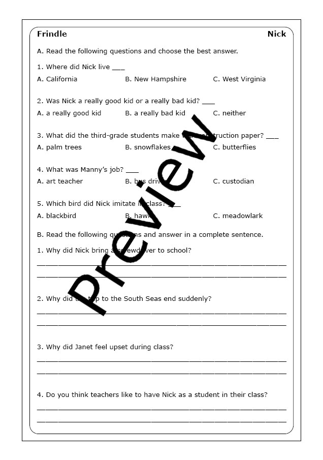 Andrew Clements "Frindle" worksheets | Made By Teachers