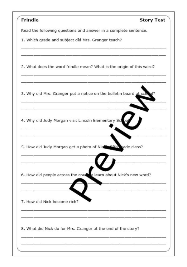 Andrew Clements "Frindle" worksheets | Made By Teachers