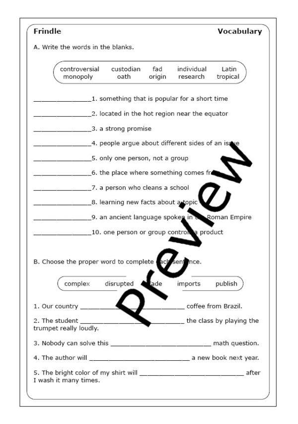 Andrew Clements "Frindle" worksheets | Made By Teachers