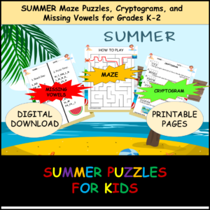 End of the year activities Summer Puzzles bundle Word Search Scramble ...