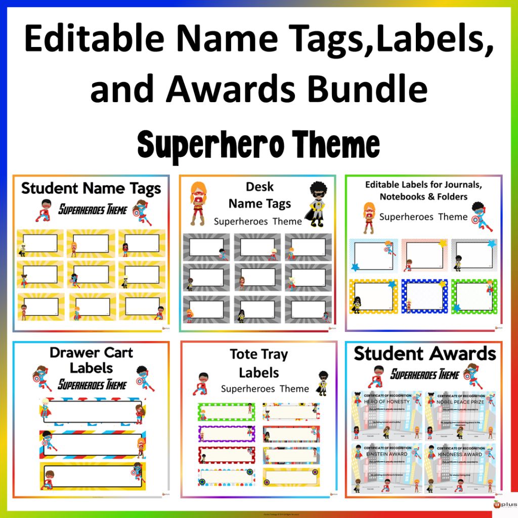 Superhero Theme Decor Bundle Name Tags, Labels, and Awards | Made By ...