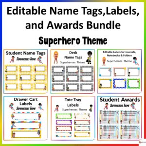 Superhero Theme Decor Bundle Name Tags, Labels, and Awards | Made By ...