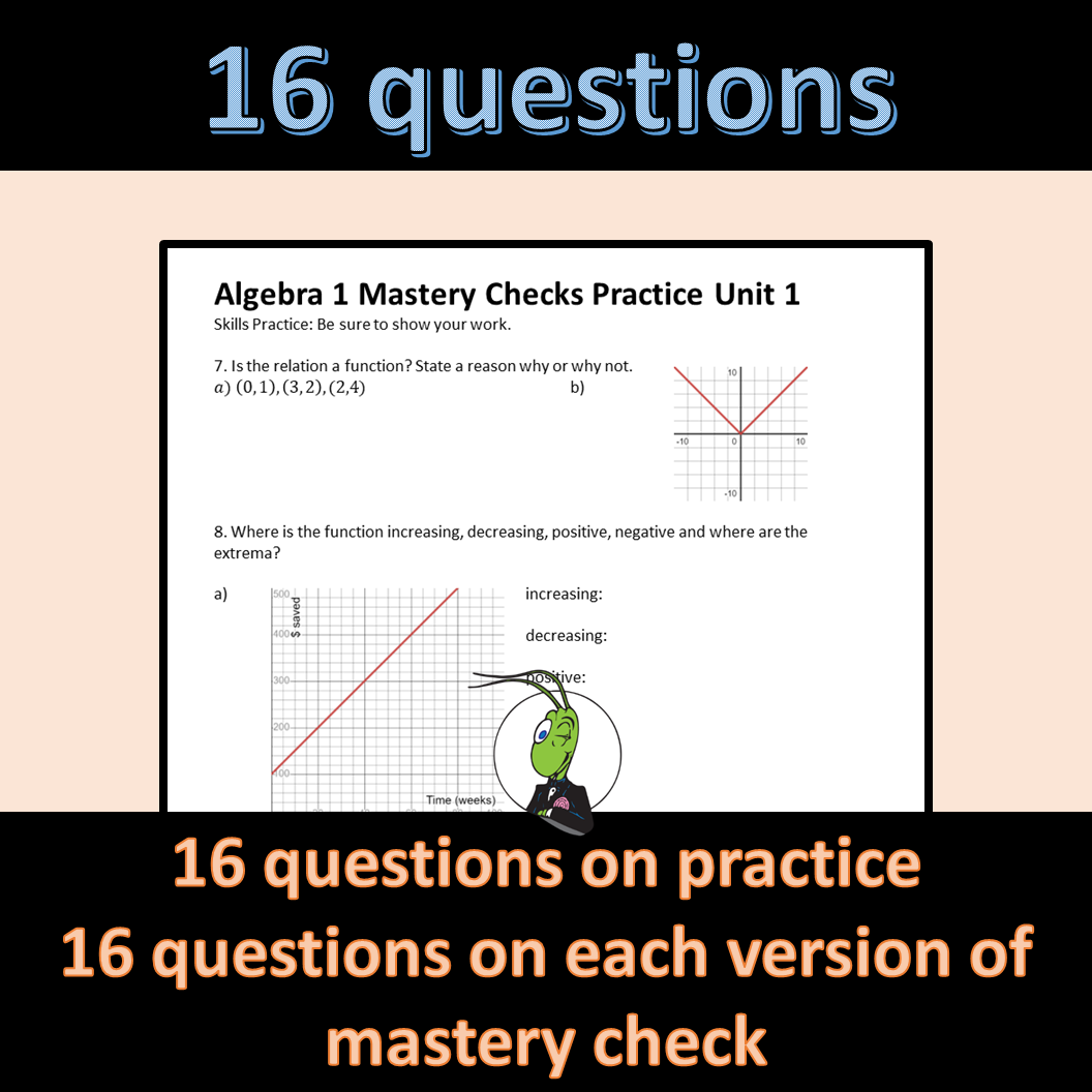 Algebra 1 Mastery Checks | Summer School | Competency Based | Made By ...