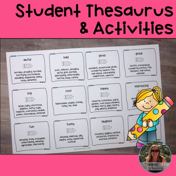 Student Thesaurus and Activities | Made By Teachers