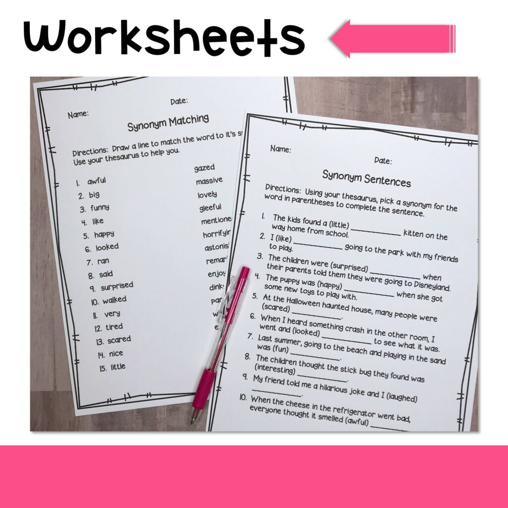 Student Thesaurus and Activities | Made By Teachers