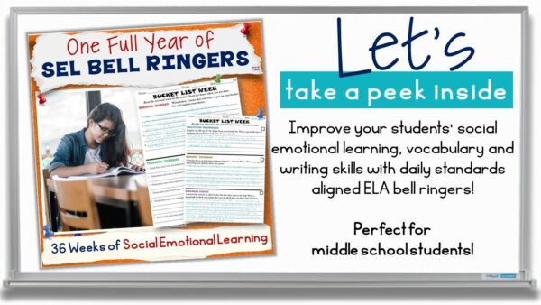 SEL Bell Ringers Middle School - ALL YEAR of Social Emotional Learning ...