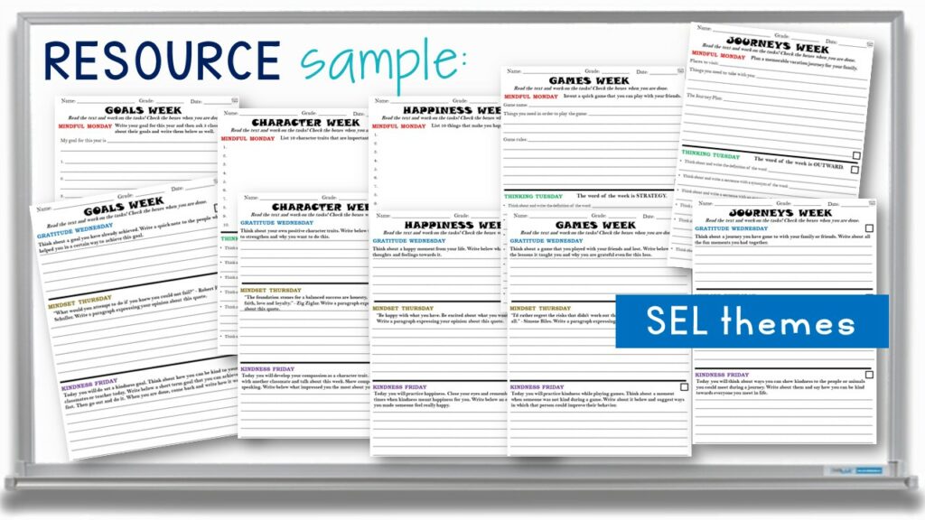 SEL Bell Ringers Middle School - ALL YEAR of Social Emotional Learning ...