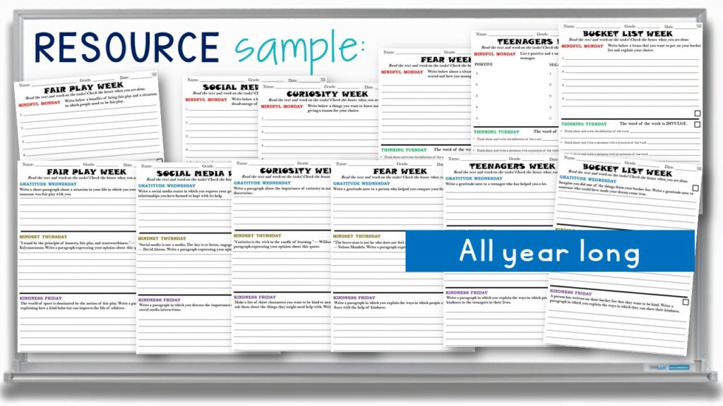 SEL Bell Ringers Middle School - ALL YEAR of Social Emotional Learning ...