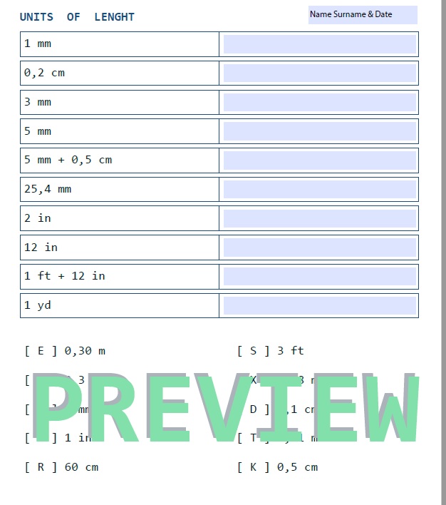 CONVERSION WORKSHEETS: UNITS OF LENGHT | Made By Teachers