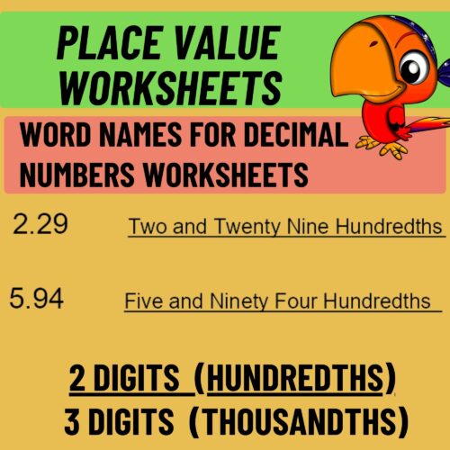 Place Value Worksheets Word Names for Decimal Numbers Worksheets 2 ...