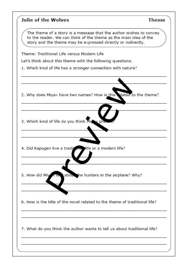 Jean Craighead George "Julie of the Wolves" worksheets | Made By Teachers