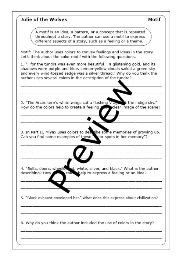 Jean Craighead George "Julie of the Wolves" worksheets | Made By Teachers