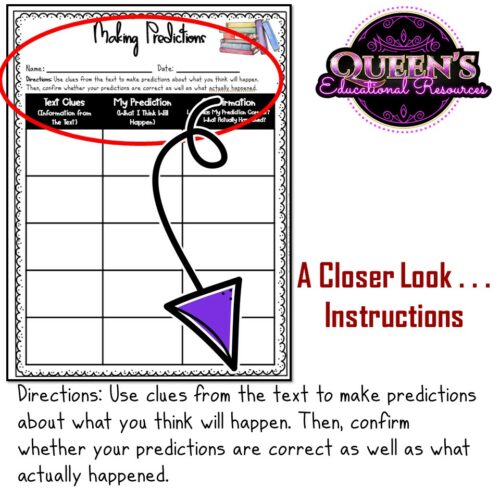 Making Predictions Graphic Organizers Making Predictions Worksheets ...