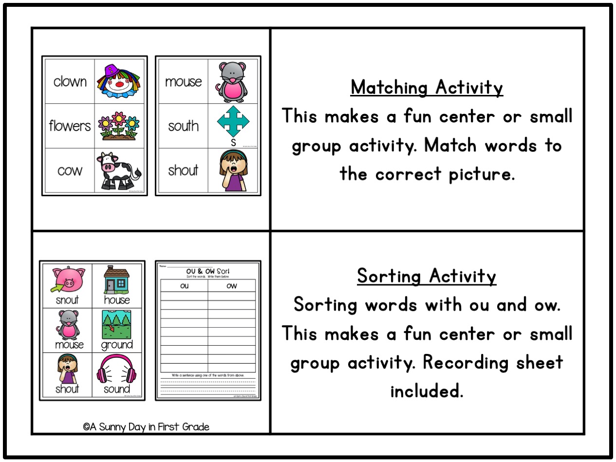 Diphthongs OU & OW Printables, Centers & Games | Made By Teachers