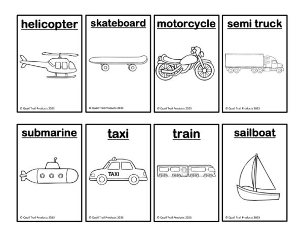 Spanish Flash Cards and Task Cards - Transportation | Made By Teachers