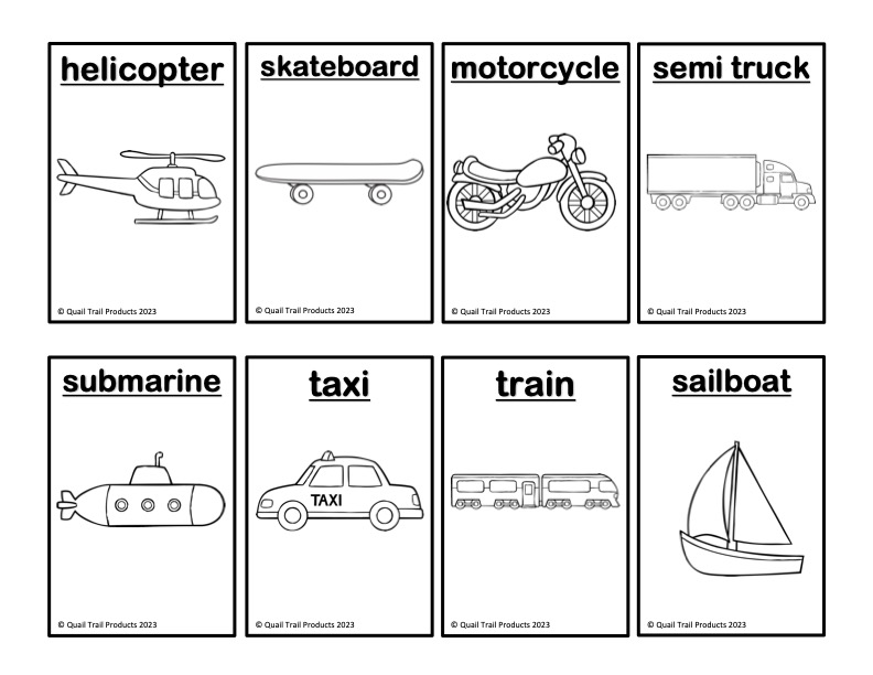 Spanish Flash Cards and Task Cards - Transportation | Made By Teachers