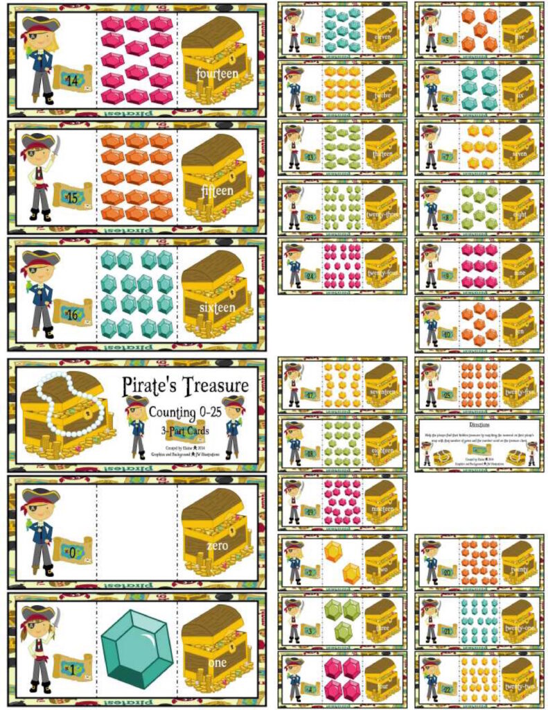 Counting 0-25 3-Part Matching Cards with Pirates | Made By Teachers