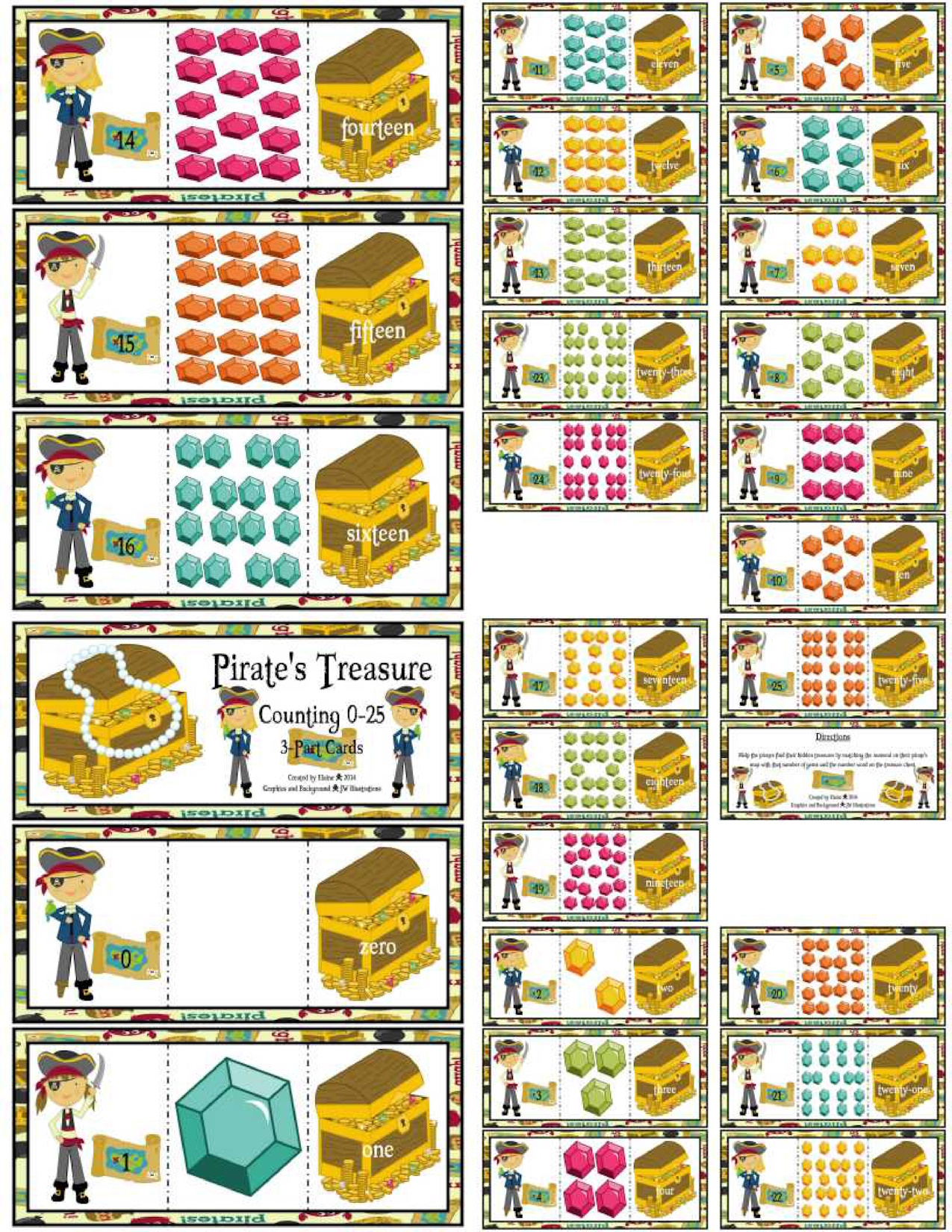 Counting 0-25 3-Part Matching Cards with Pirates | Made By Teachers