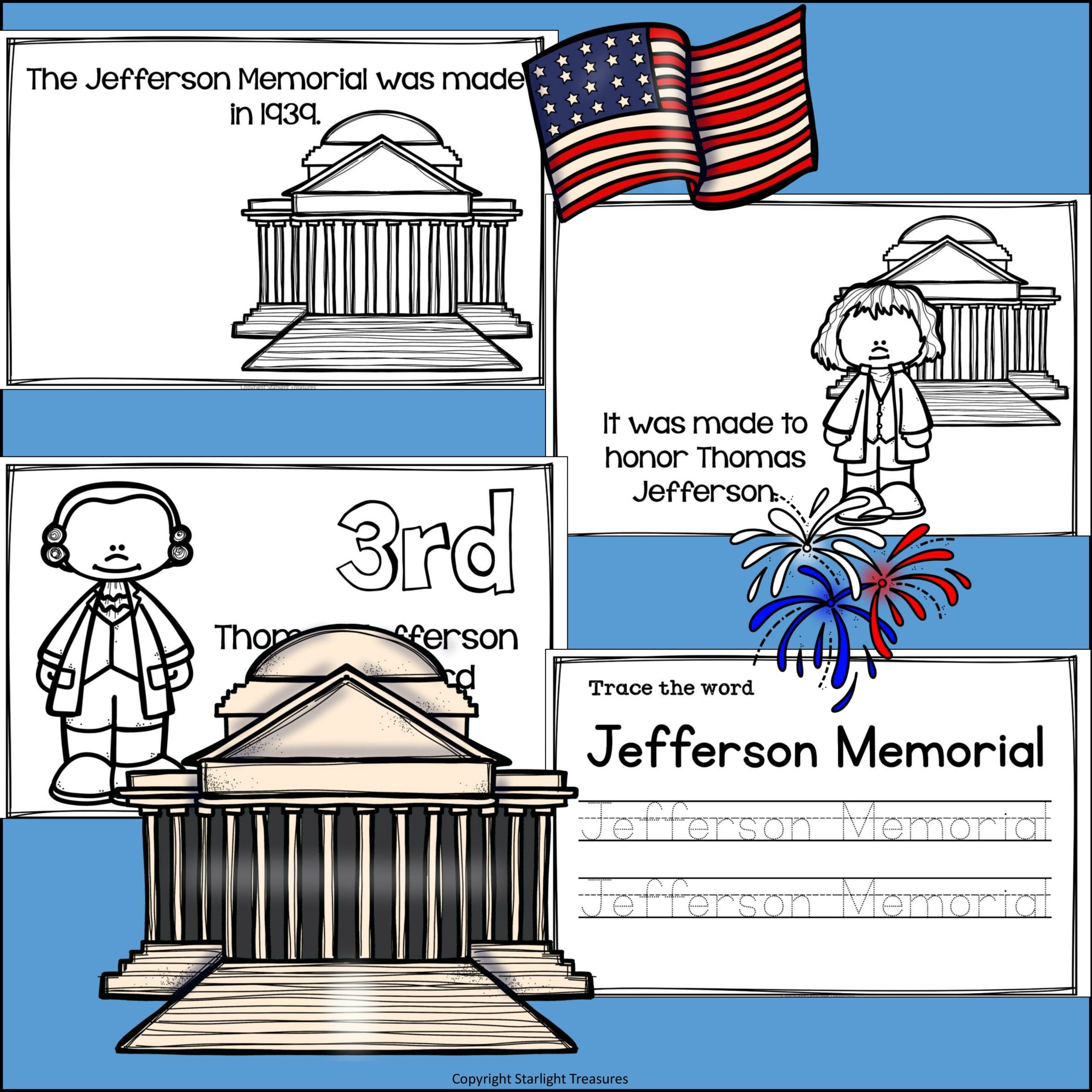 Jefferson Memorial Mini Book for Early Readers: American Symbols | Made ...